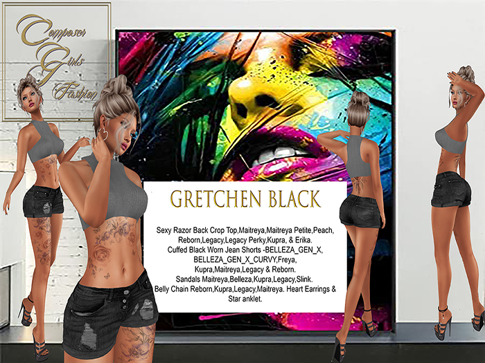 Second Life Marketplace - !CGF-*Gretchen Black* Short Outfit